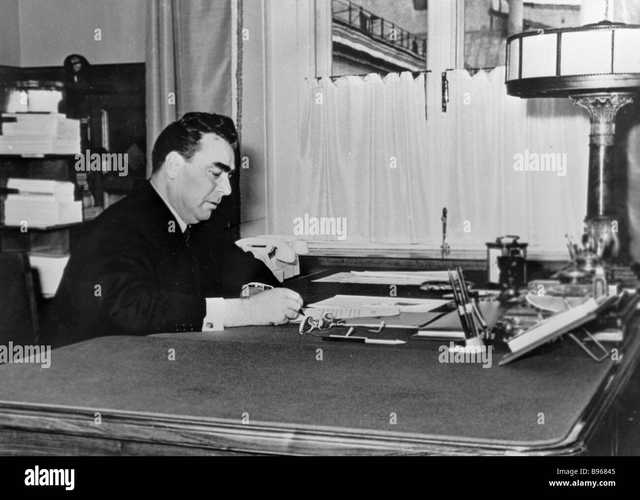 Chairman of the Presidium of the USSR Supreme Council Leonid Brezhnev ...