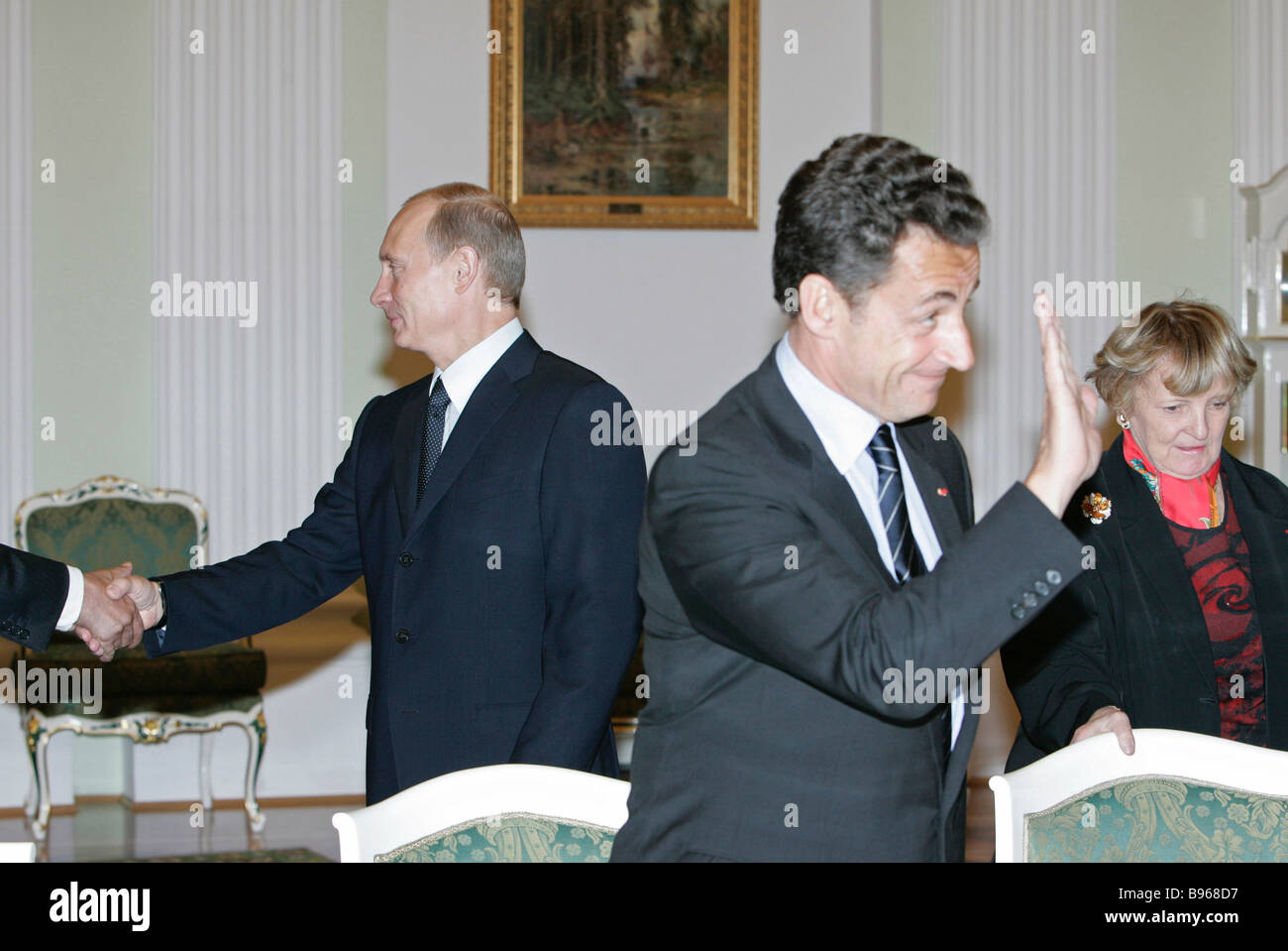 October 10 2007 Russian President Vladimir Putin and French President ...