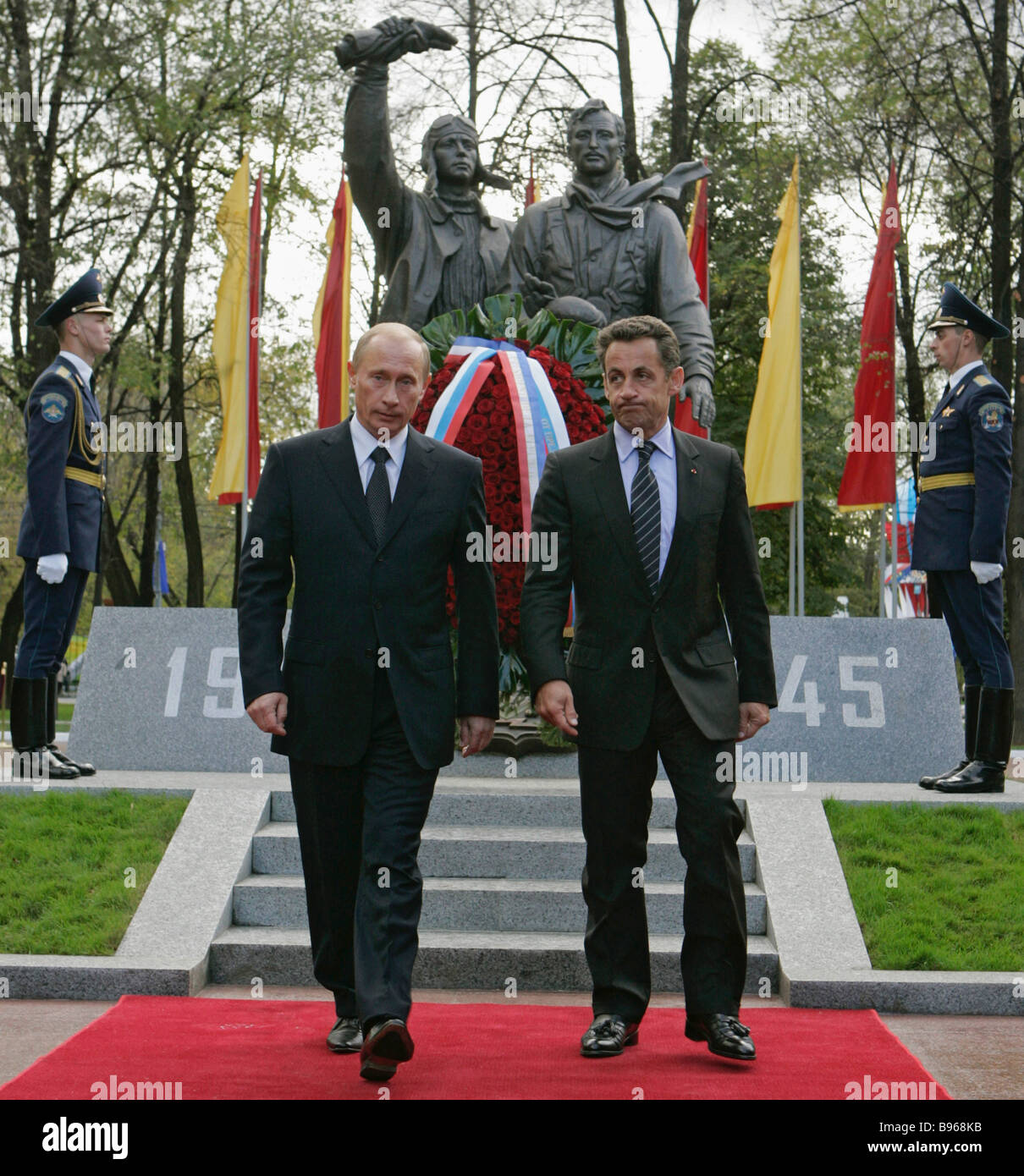 October 10 2007 Russian President Vladimir Putin left and French ...