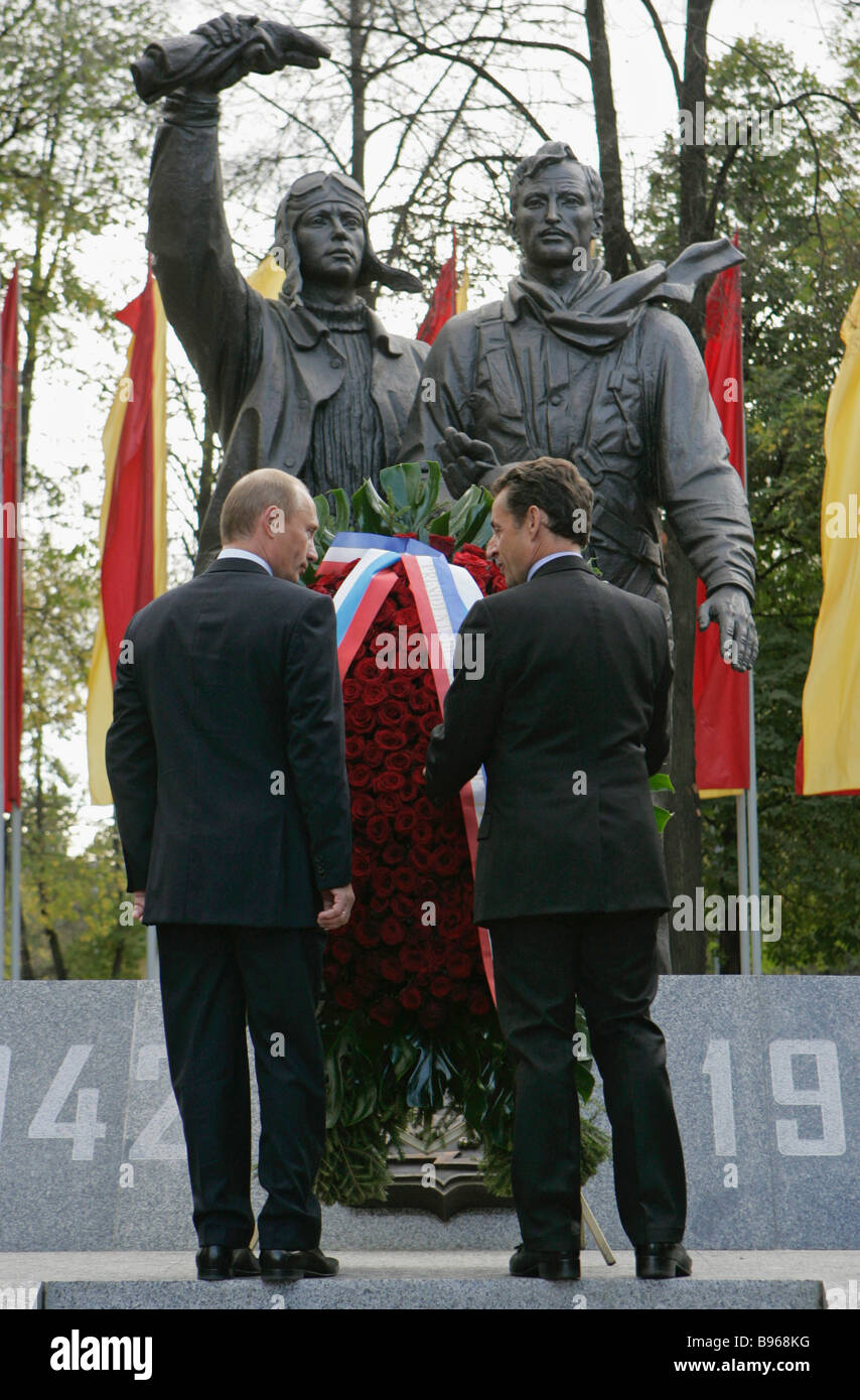October 10 2007 Russian President Vladimir Putin left and French ...