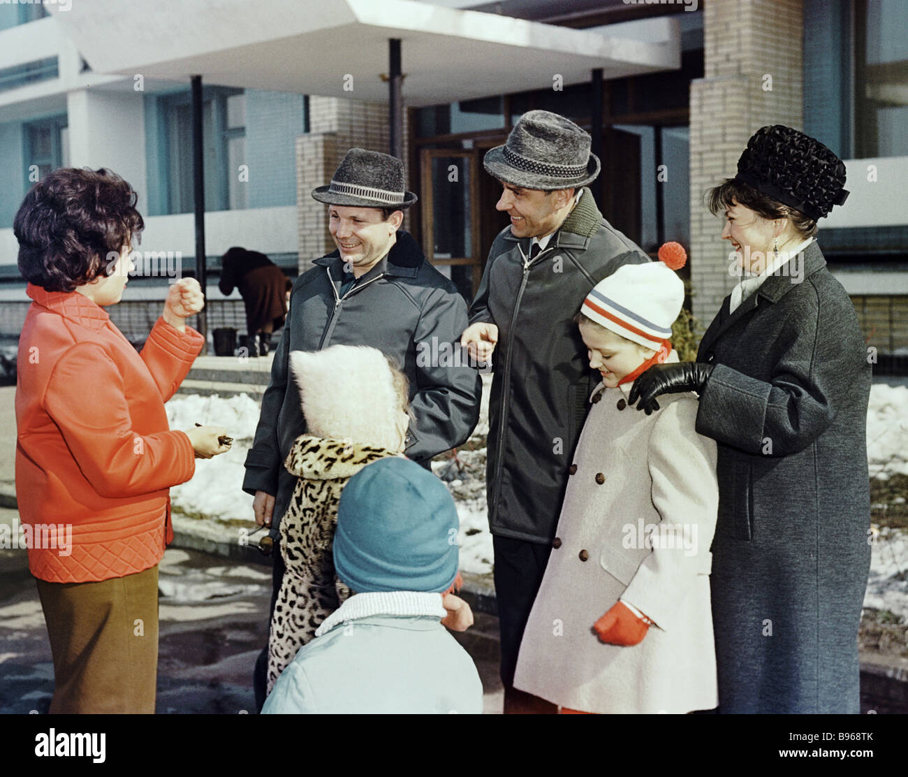 Vladimir Komarov third right and his family Yuri Gagarin and German ...