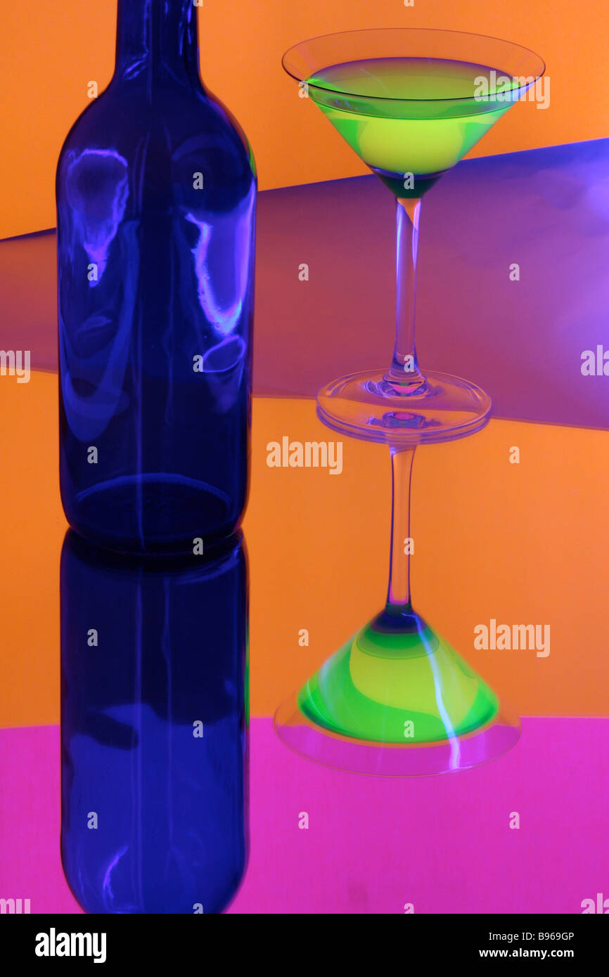 Ultra Violet Cocktails and bottle Stock Photo - Alamy