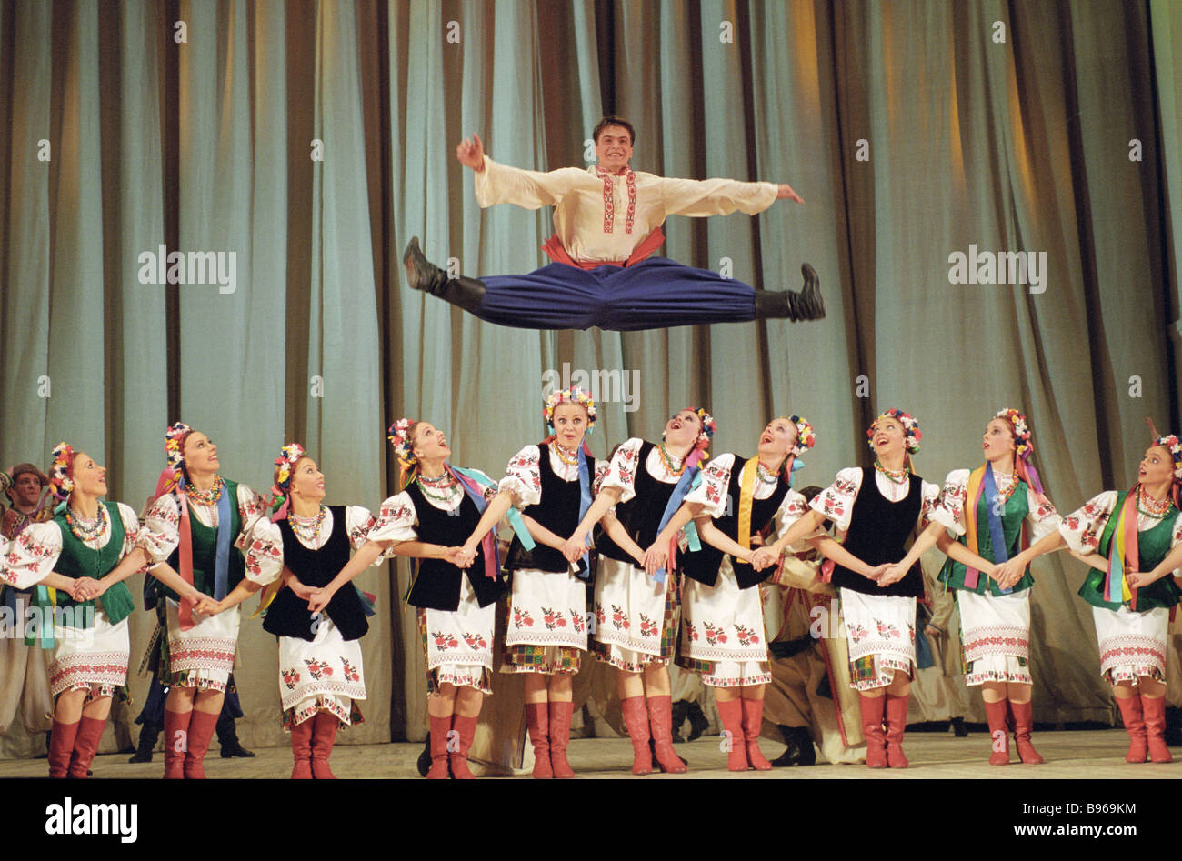 The Igor Moiseyev Folk Dance Ensemble performing a Ukrainian dance at a ...