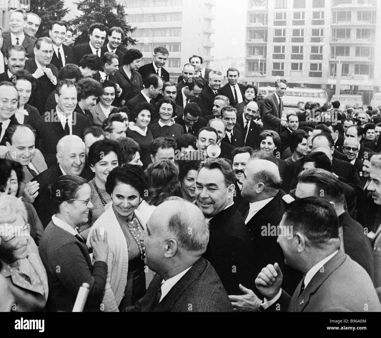 Soviet Communist Party leader Leonid Brezhnev and his Bulgarian ...