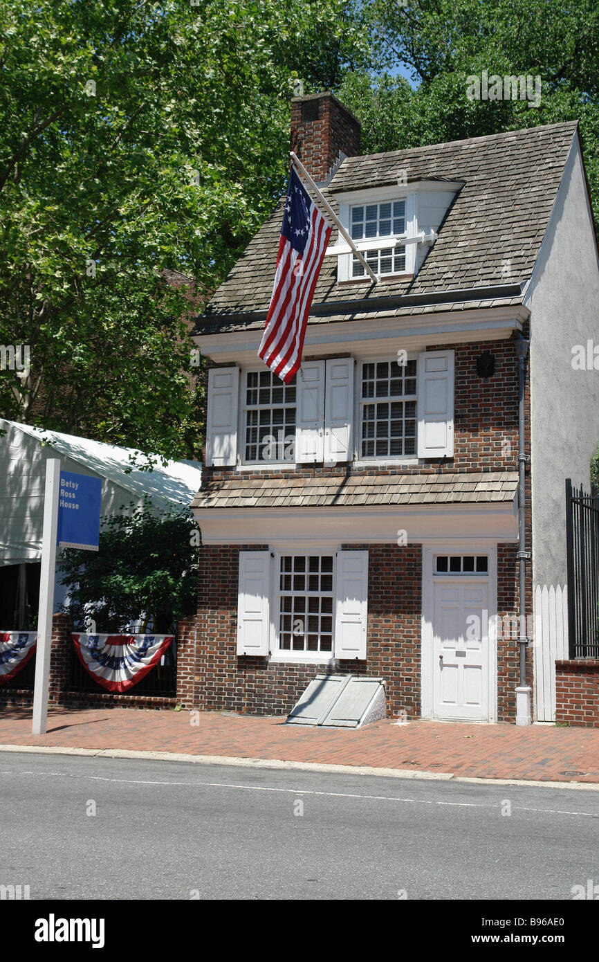 Betsy Ross House and American Flag in Center City Philadelphia ...