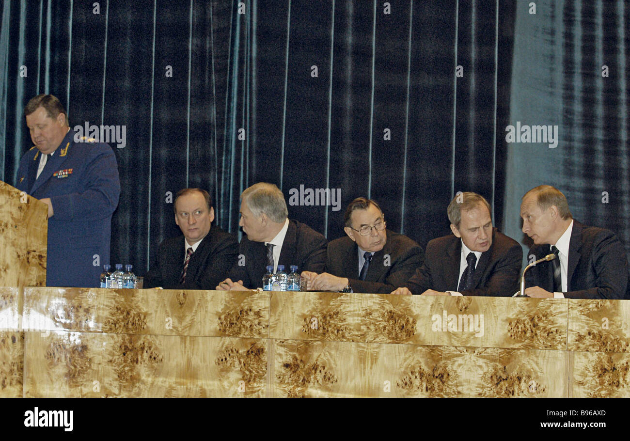 Russian Prosecutor General Vladimir Ustinov during an expanded meeting ...