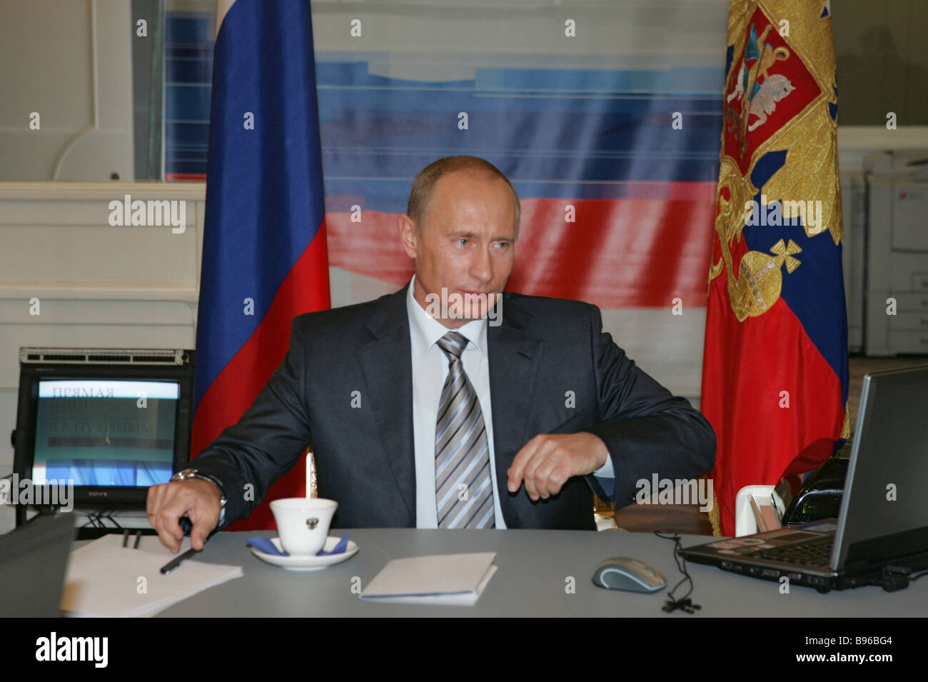 President Vladimir Putin answering questions during live Internet ...