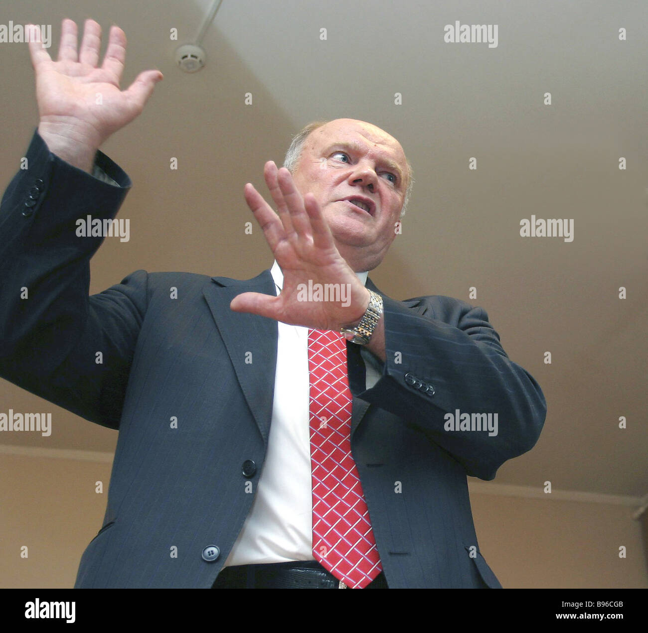 Gennady Zyuganov the leader of the Communist Party during his campaign ...