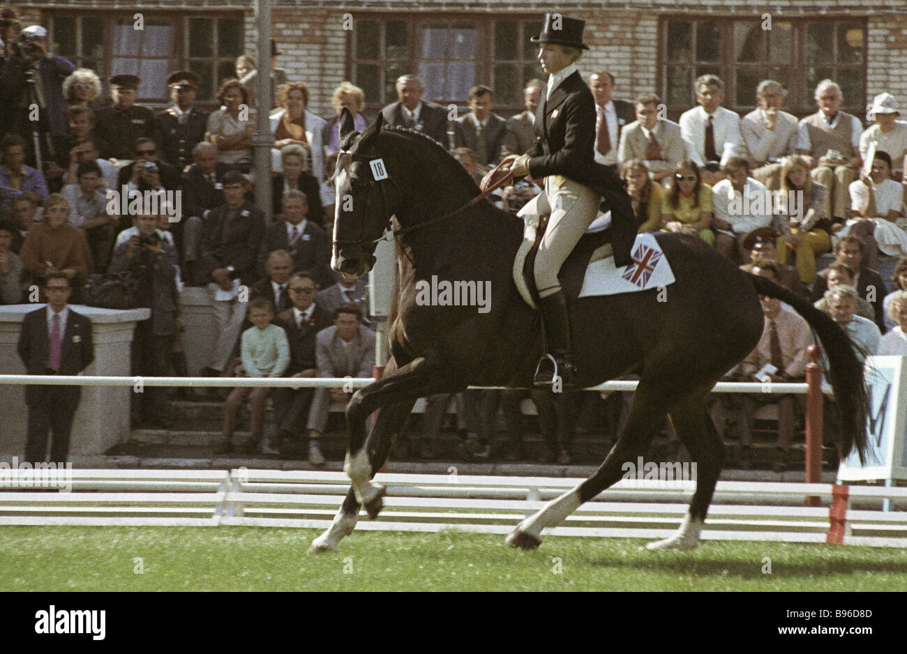British Princess Anne taking part in dressage competitions of the ...