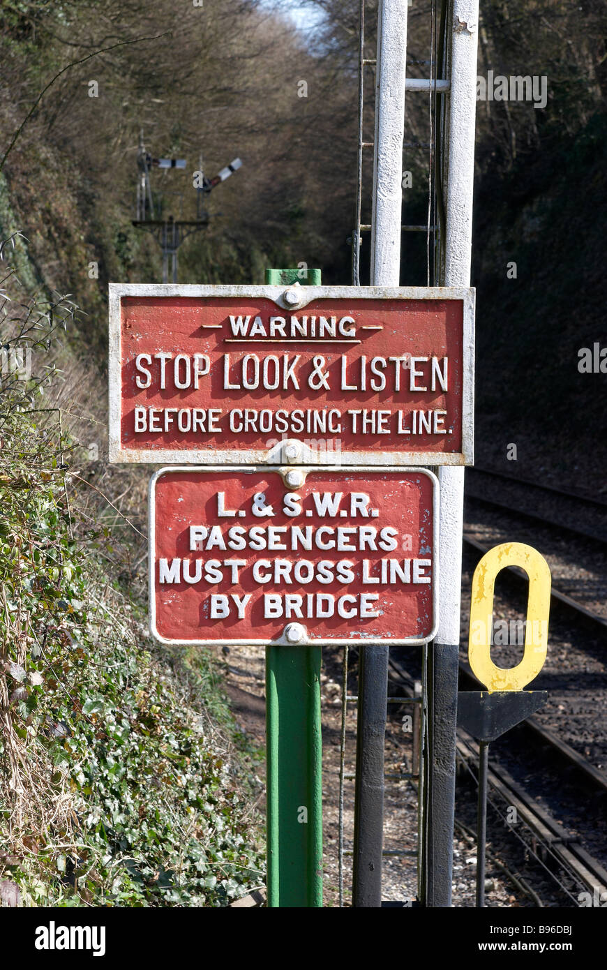 Railway warning signs hi-res stock photography and images - Alamy