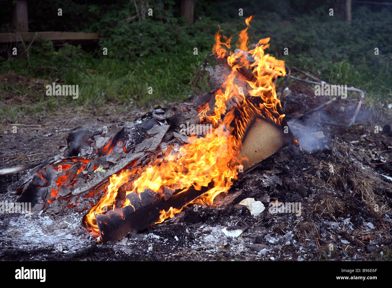 A bonfire in a garden Stock Photo - Alamy