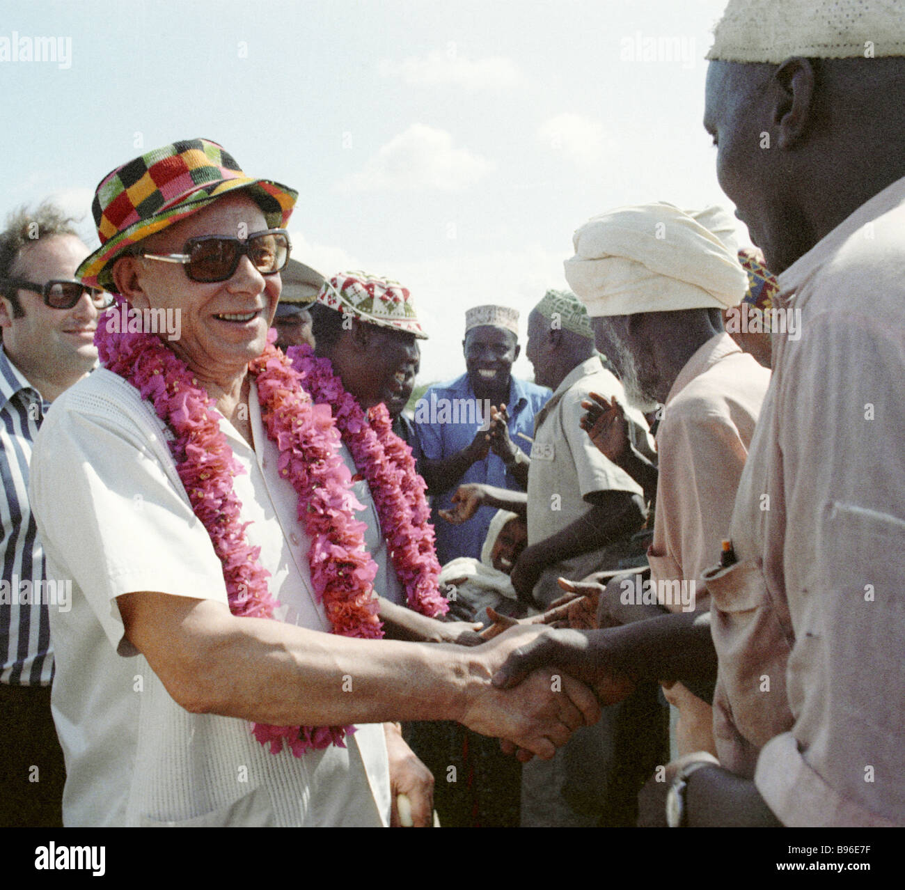 Somali people greeting Nikolai Podgorny chairman of the U S S R Supreme ...