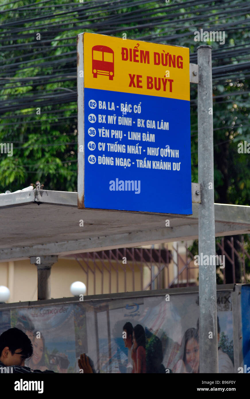 Bus stop sign, Hanoi, Vietnam Stock Photo - Alamy