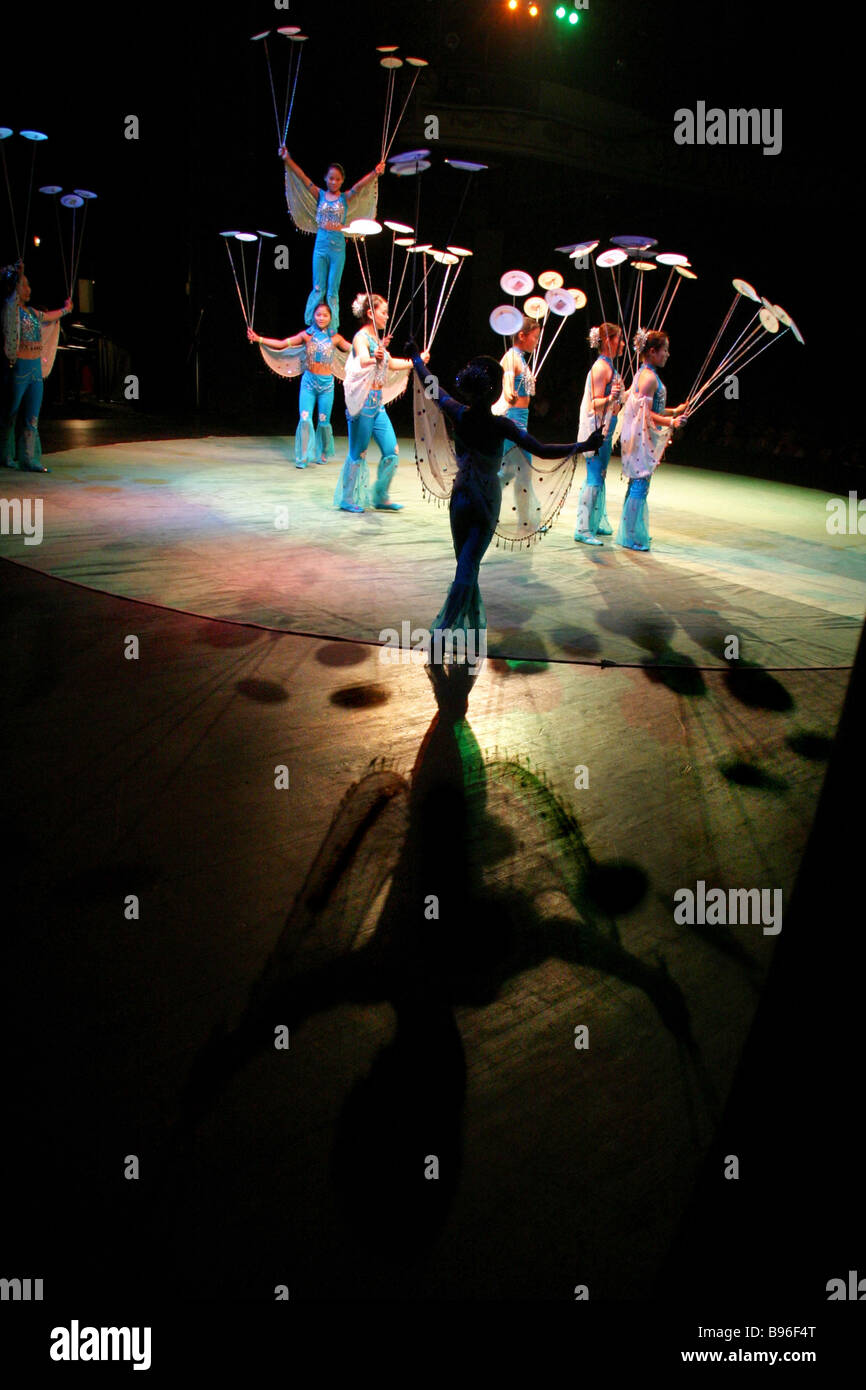 Chinese Golden lion circus performance in the Variety theatre Stock ...