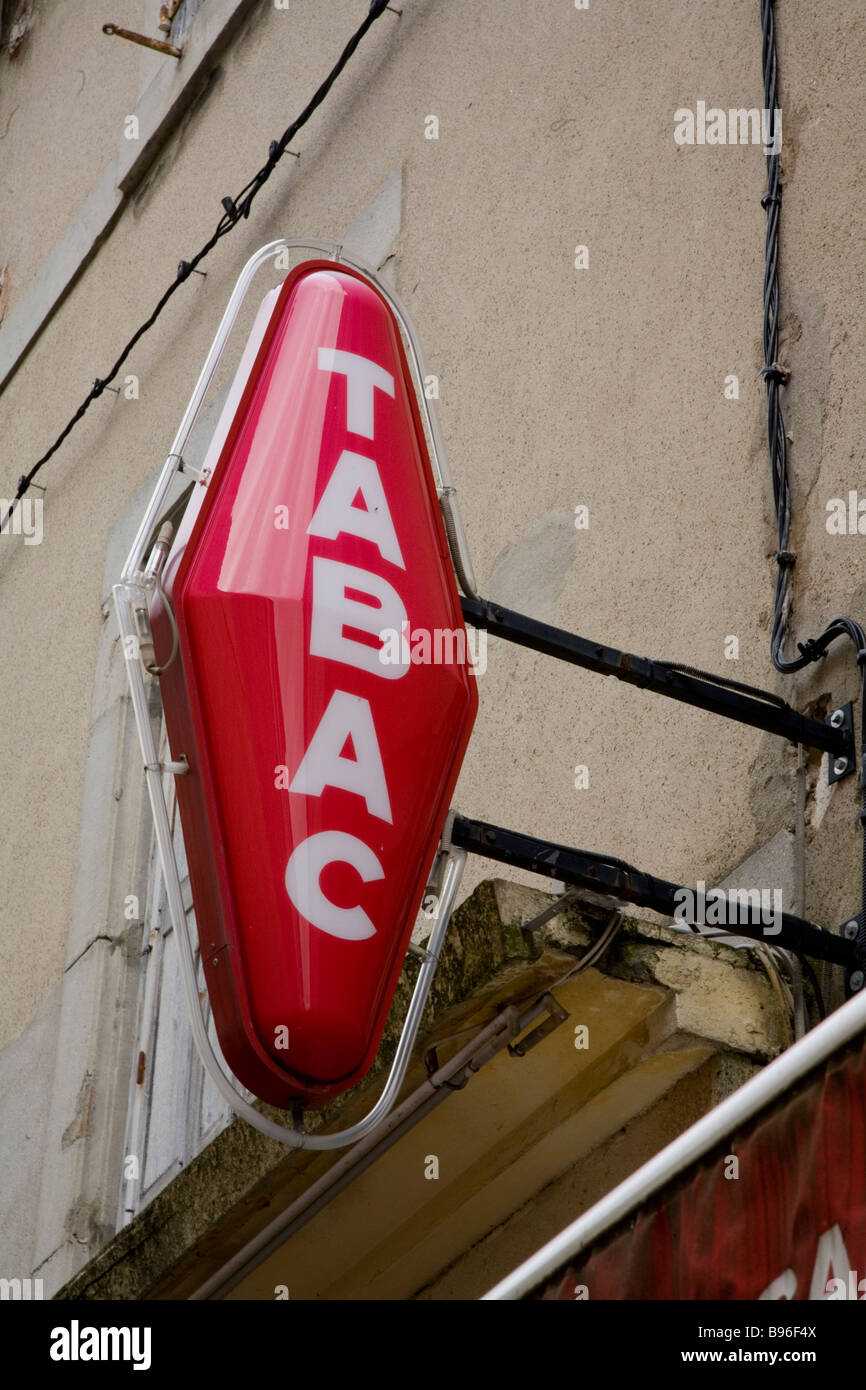 Illuminated tabac sign Stock Photo - Alamy