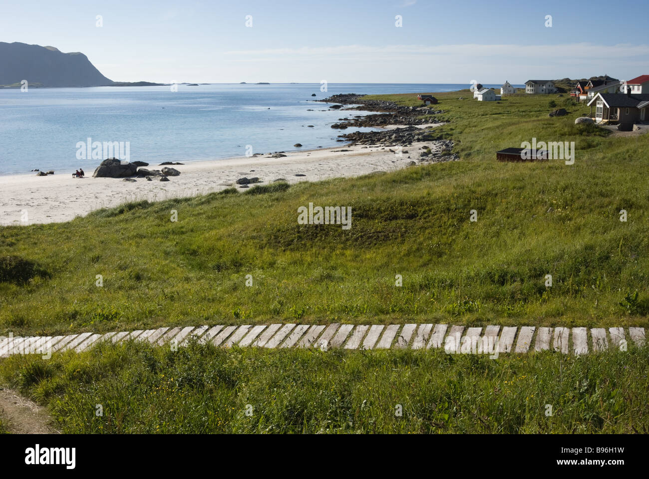 Sandy beach on Ramberg, Flakstad, Flakstadøya island, Lofoten islands ...