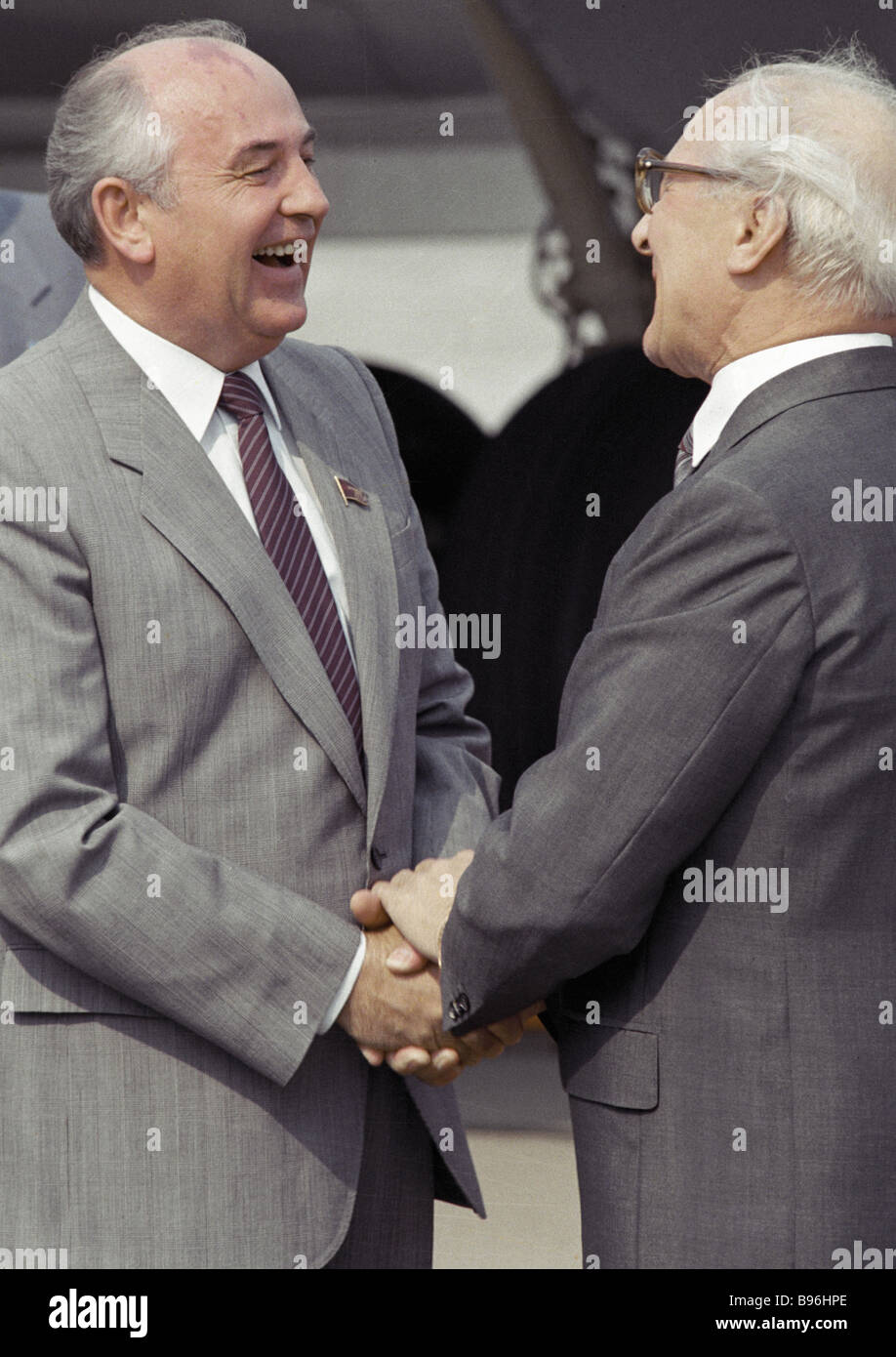 GDR leader Erich Honecker right and CPSU Central Committee General ...