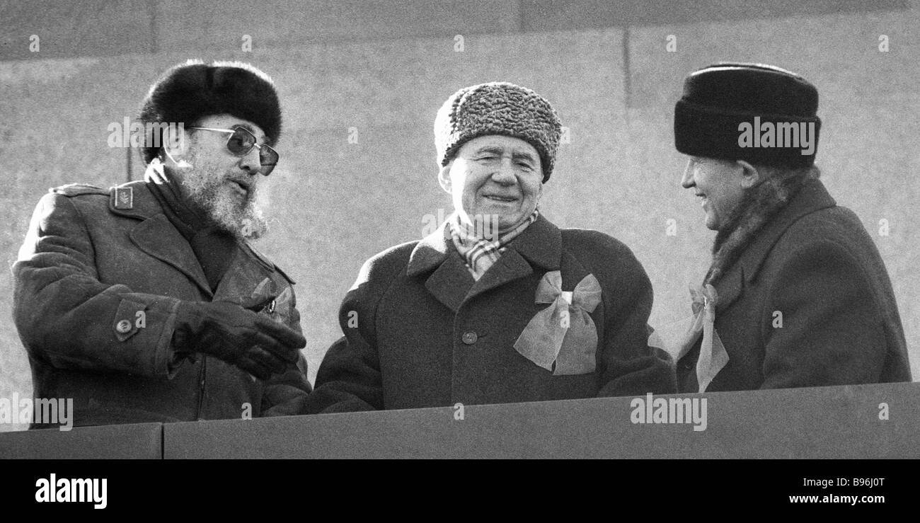 The Cuban CP CC First Secretary Fidel Castro Chairman of the USSR ...