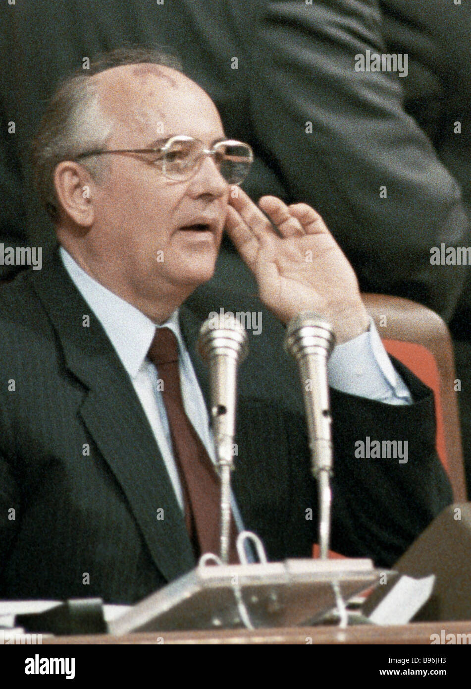 Soviet Communist Party Secretary General Mikhail Gorbachev attending ...