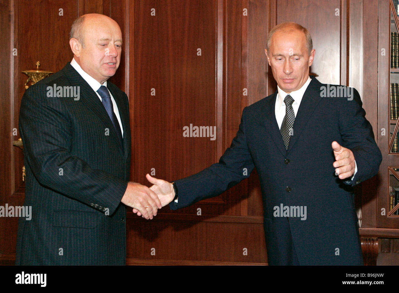Russian Prime Minister Mikhail Fradkov and President Vladimir Putin ...