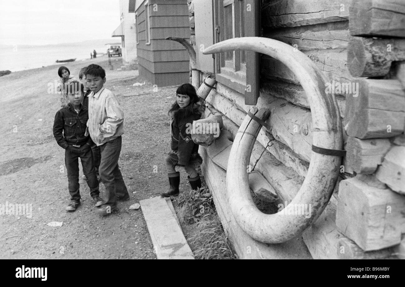 Eskimo boys in a village in Alaska Stock Photo - Alamy