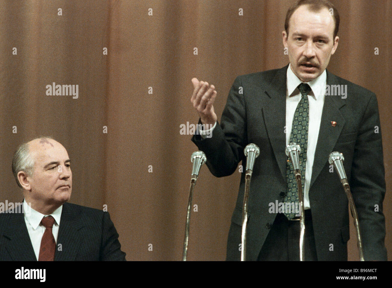 Soviet leader Mikhail Gorbachev left as Viktor Mironenko Central ...