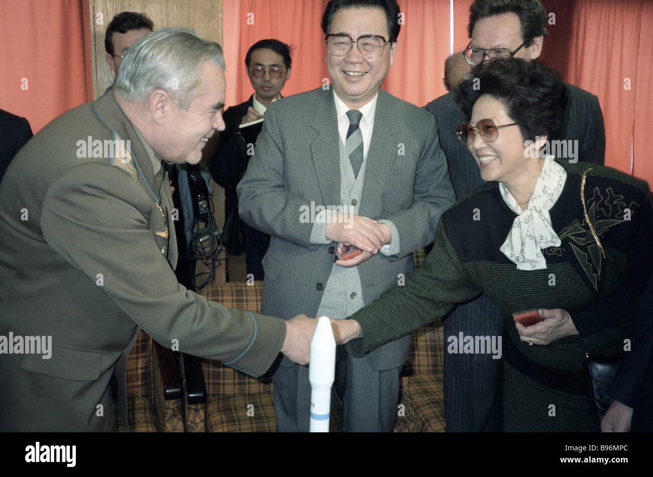 Chinese Premier Li Peng left and his wife right visiting Star City ...