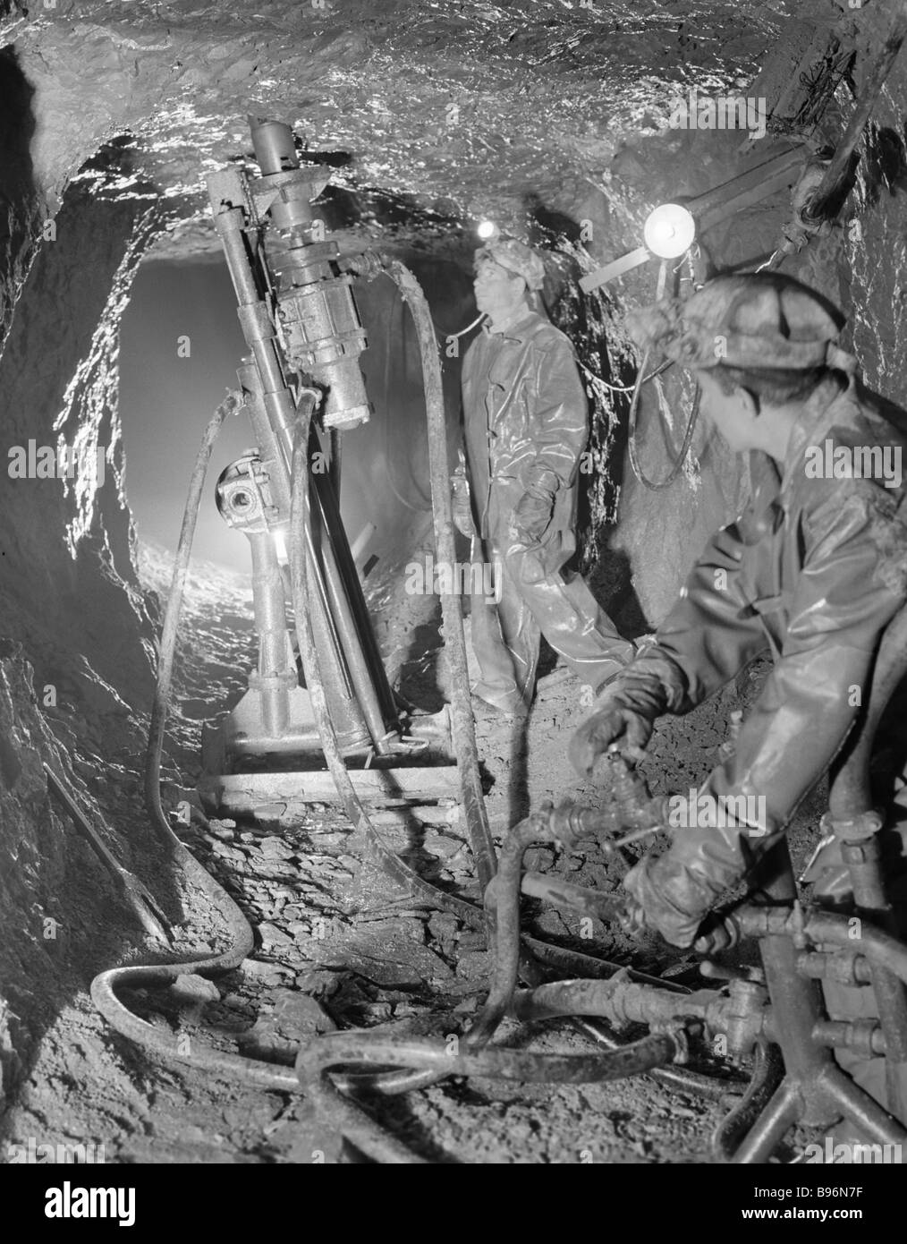 Blast hole drilling in the face of the Leningrad mine Stock Photo - Alamy