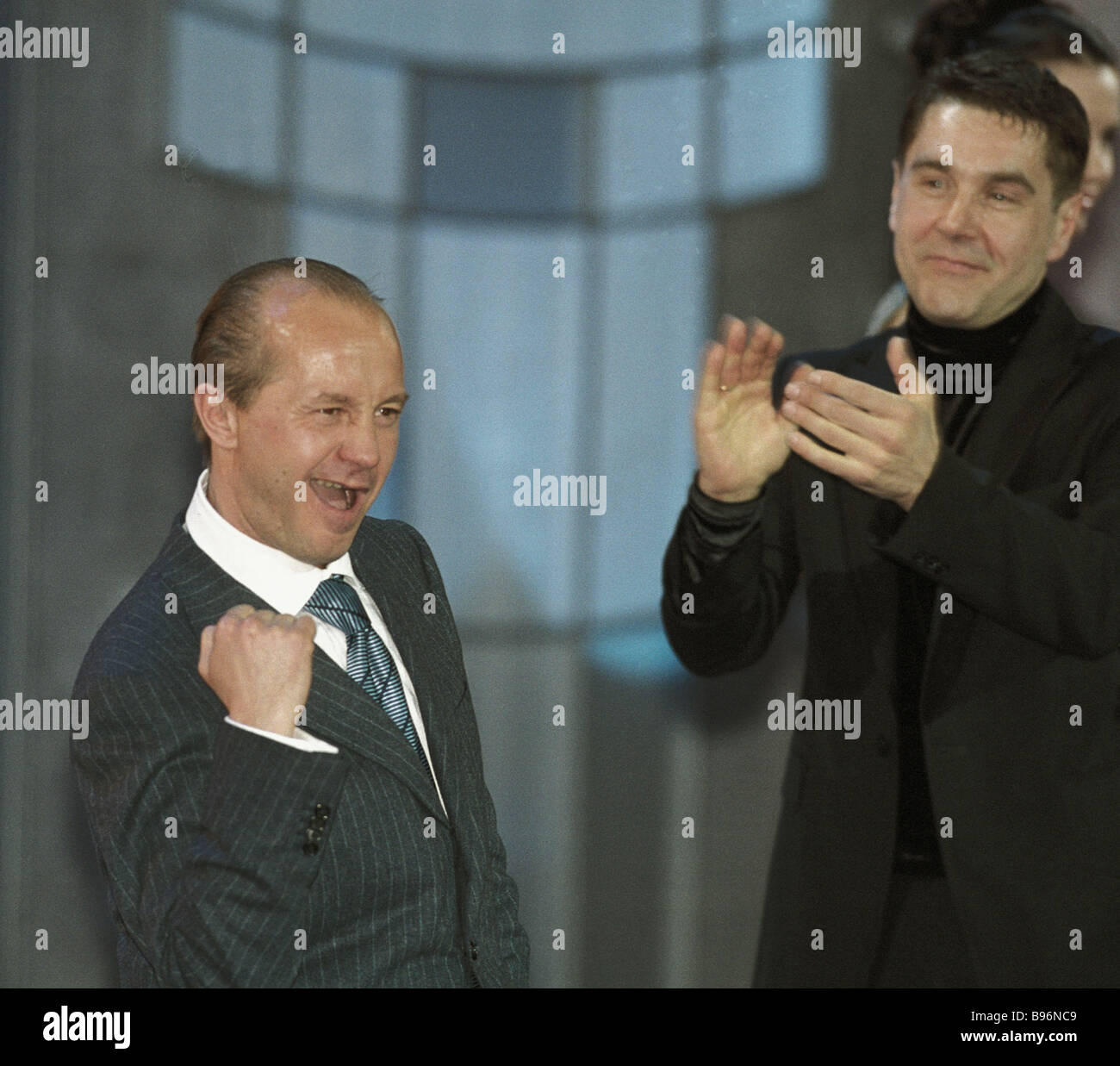 Actors Andrei Panin left and Sergei Makovetsky right winners of the ...