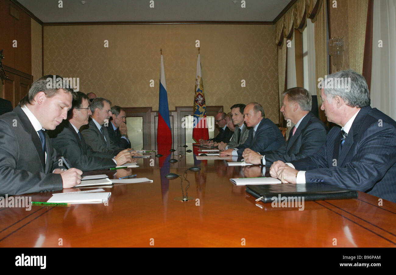Russian President Vladimir Putin meeting with members of the ...