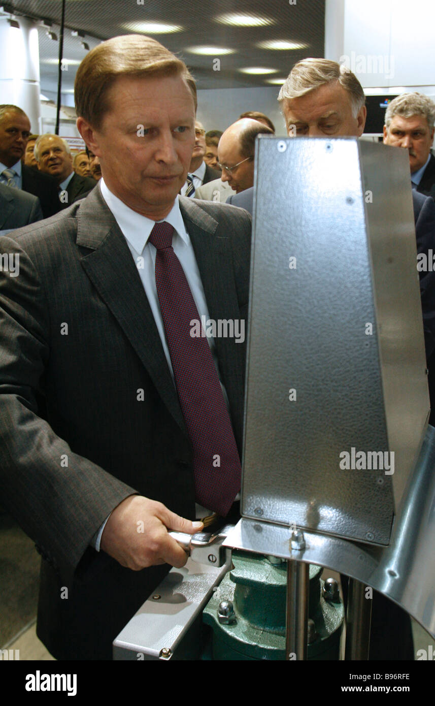 Russian First Deputy Prime Minister Sergei Ivanov visiting the center ...