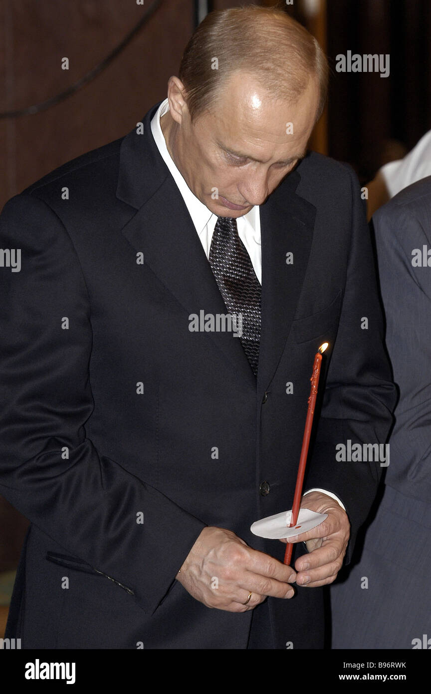 Russian President Vladimir Putin attends Easter service at Moscow based ...