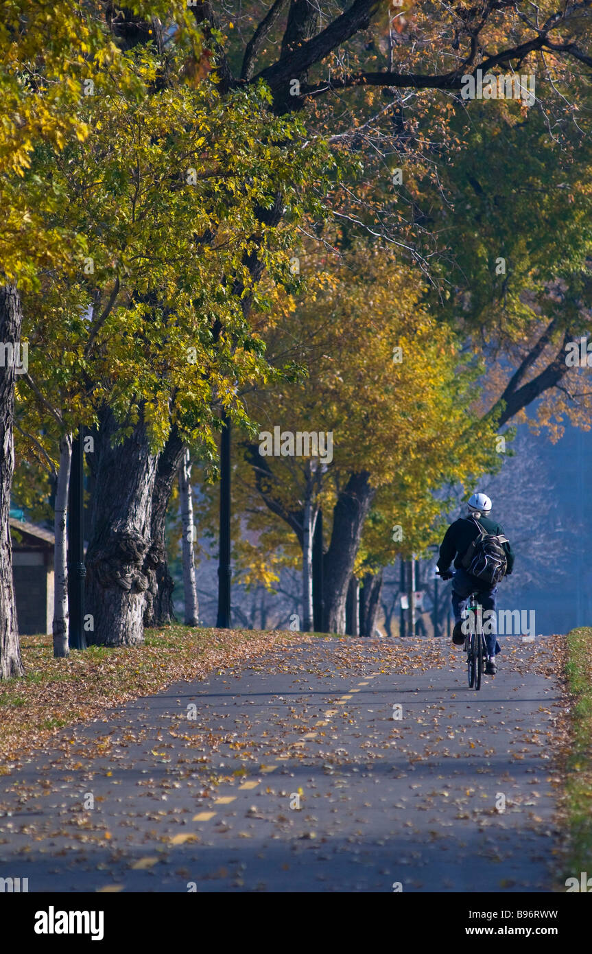 Biker on the bike path Park Avenue Montreal Canada Stock Photo - Alamy