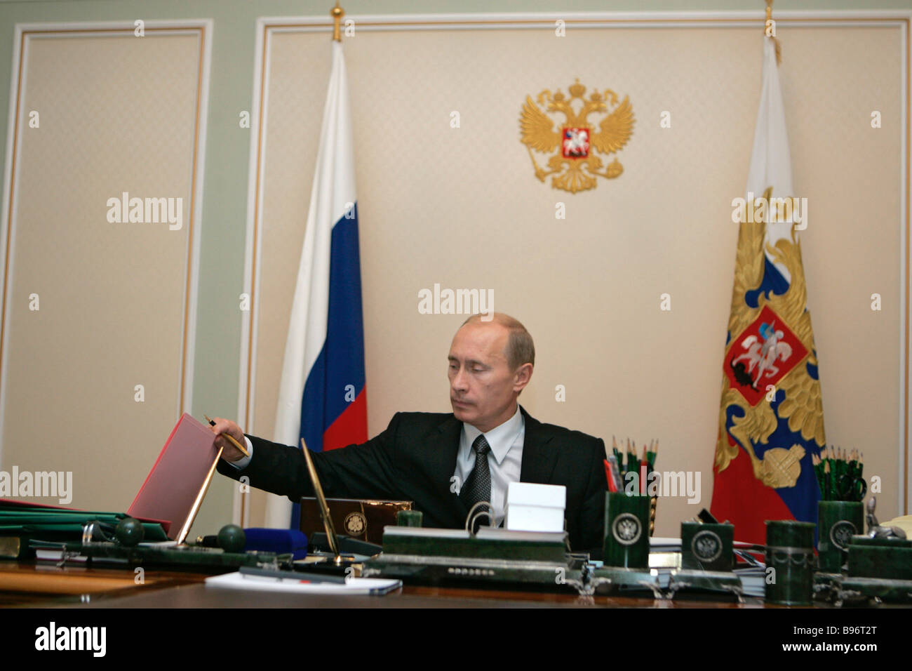 President Vladimir Putin in his study in Novo Ogarevo August 9 2007 ...