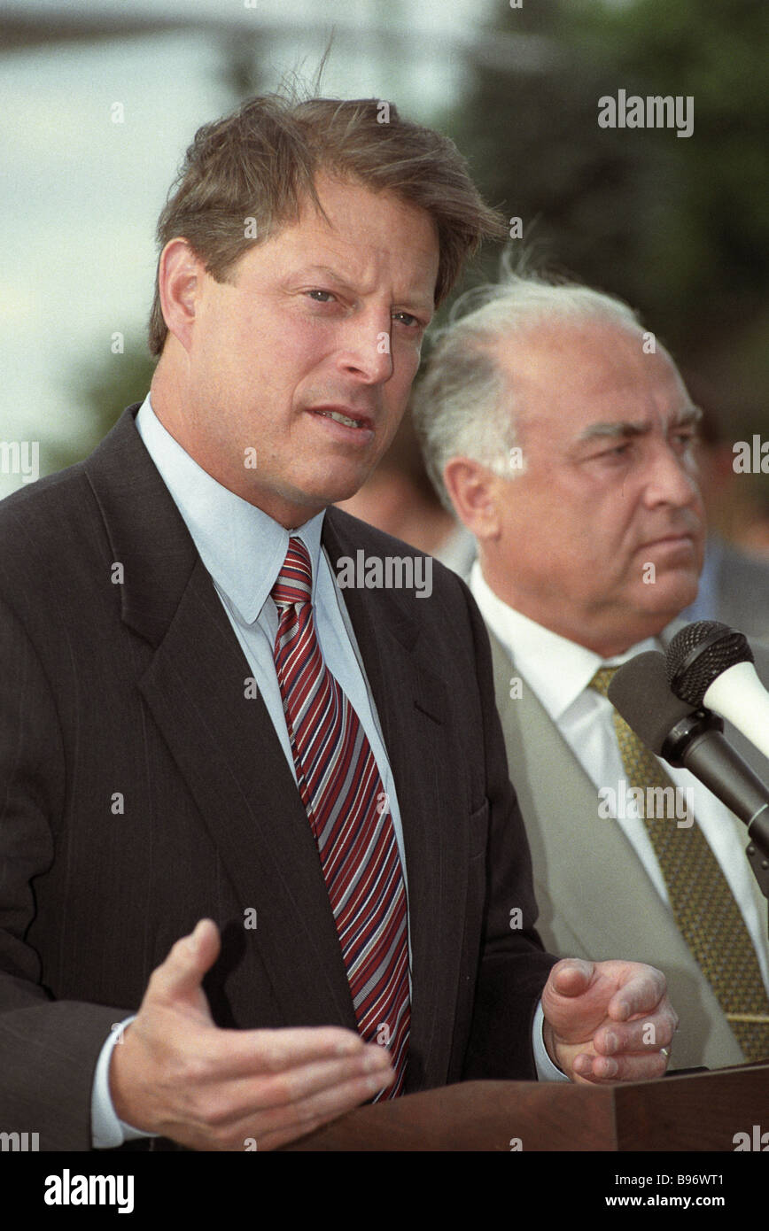 US Vice President Albert Gore left and Russian Prime Minister Viktor ...