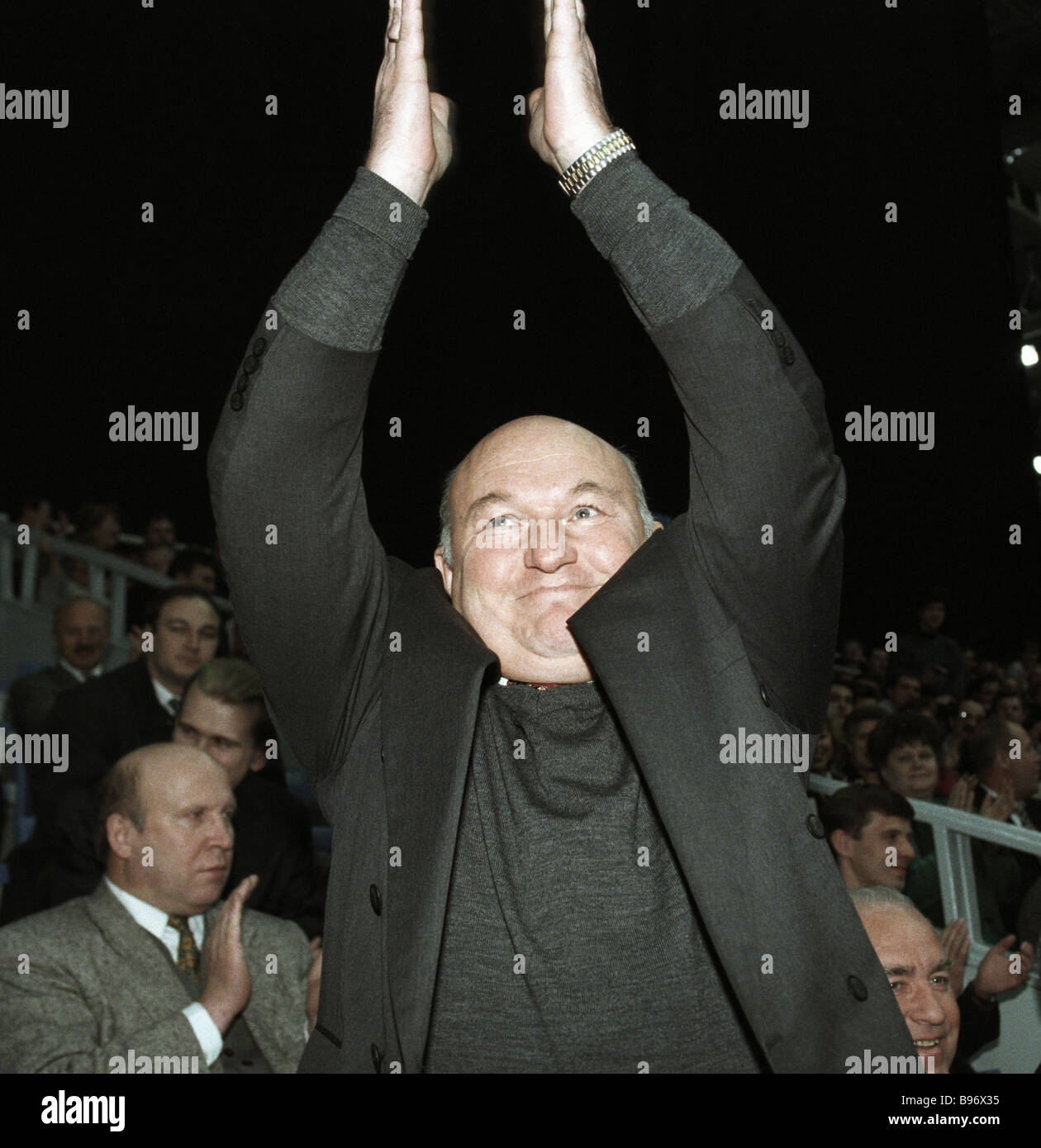 Moscow Mayor Yury Luzhkov attends final match of Kremlin Cup tournament ...