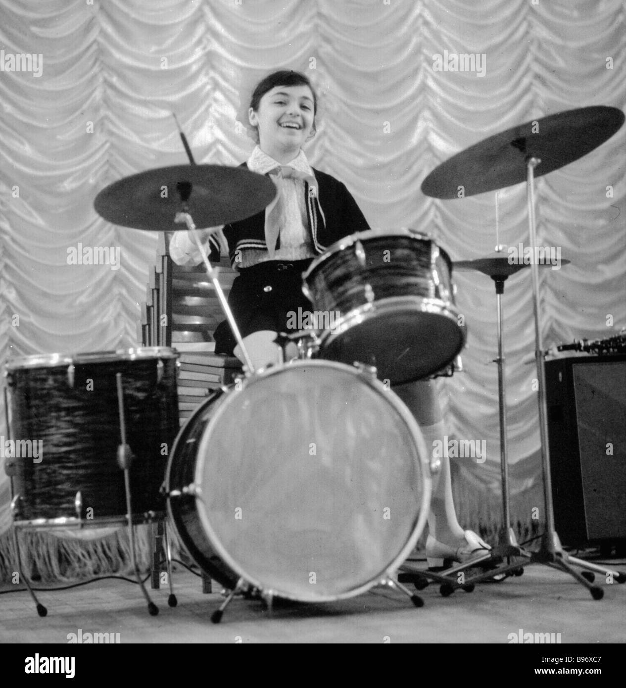 This girl is drummer of the Tbilisi based Mziuri song company Stock ...