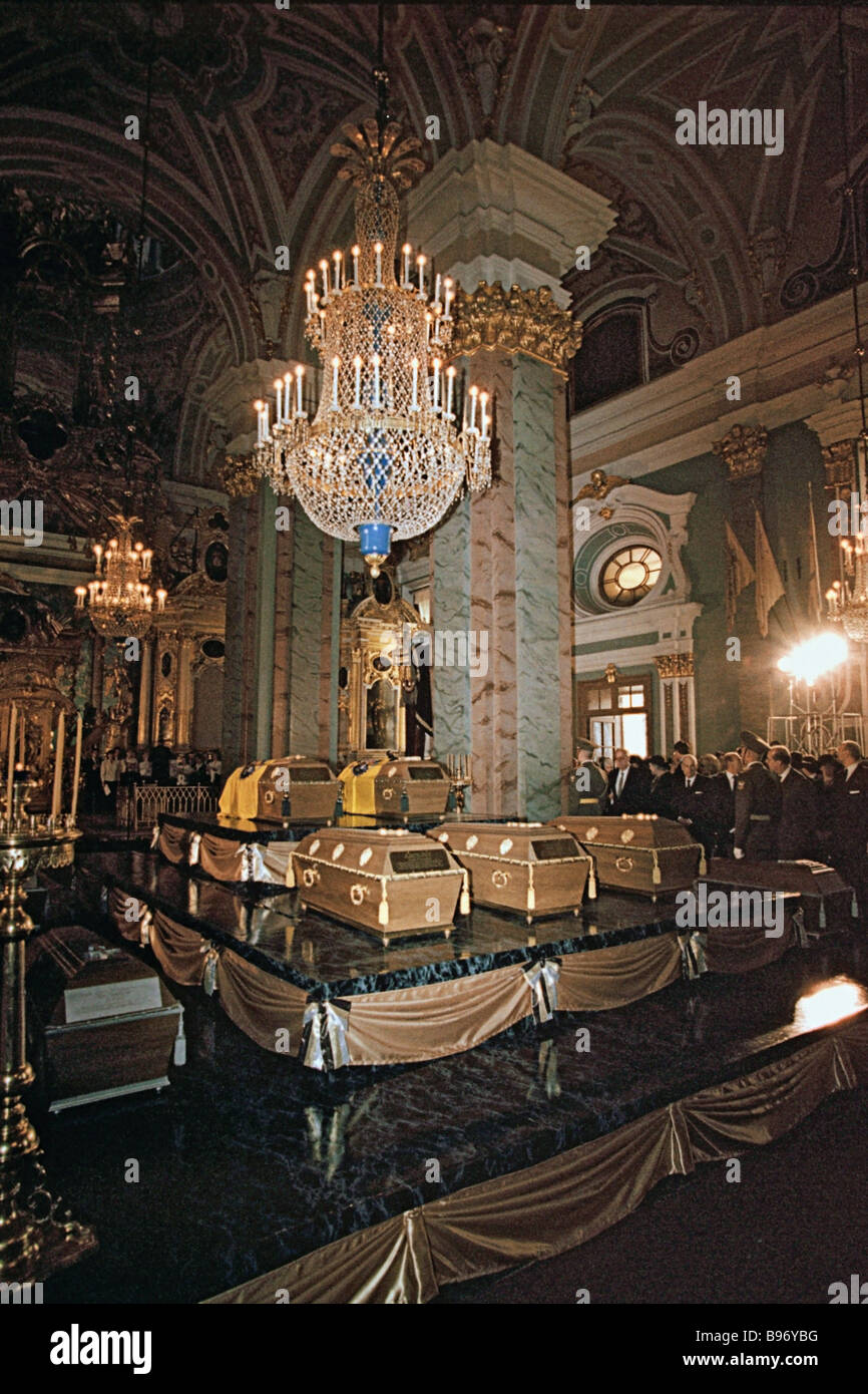 Burial of the remains of Emperor Nicholas the Second members of his ...