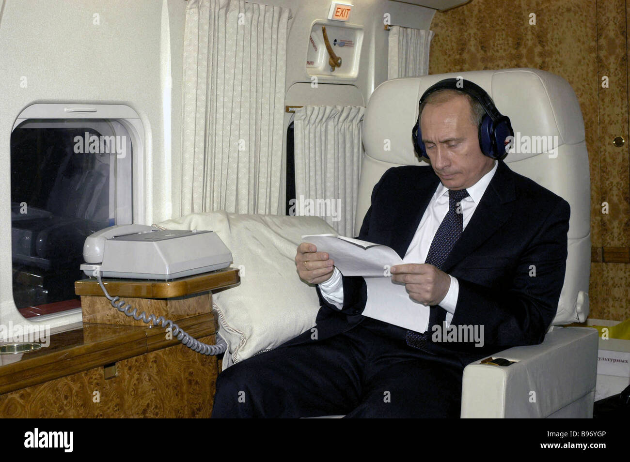 Federal President Vladimir Putin in a helicopter during his working ...
