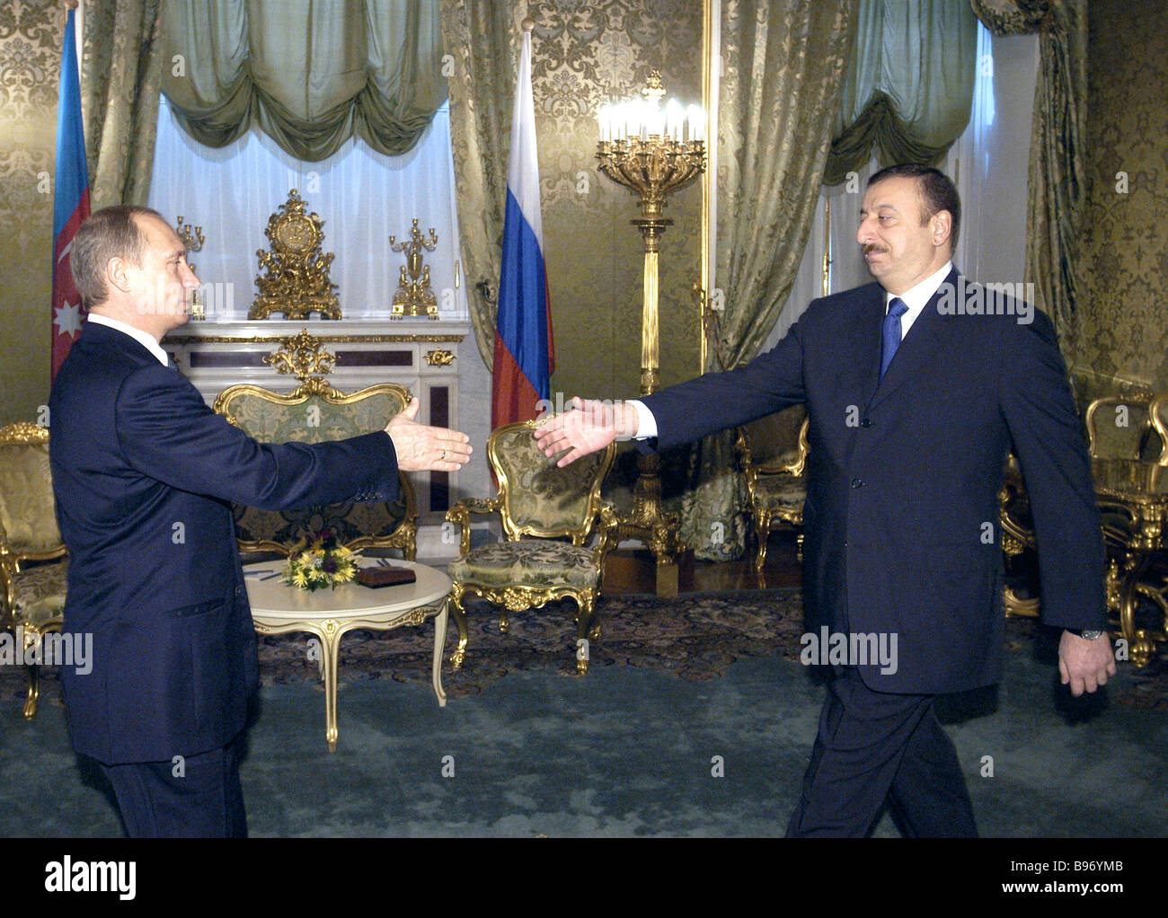 Presidents of Russia and Azerbaijan Vladimir Putin and Ilham Aliev ...
