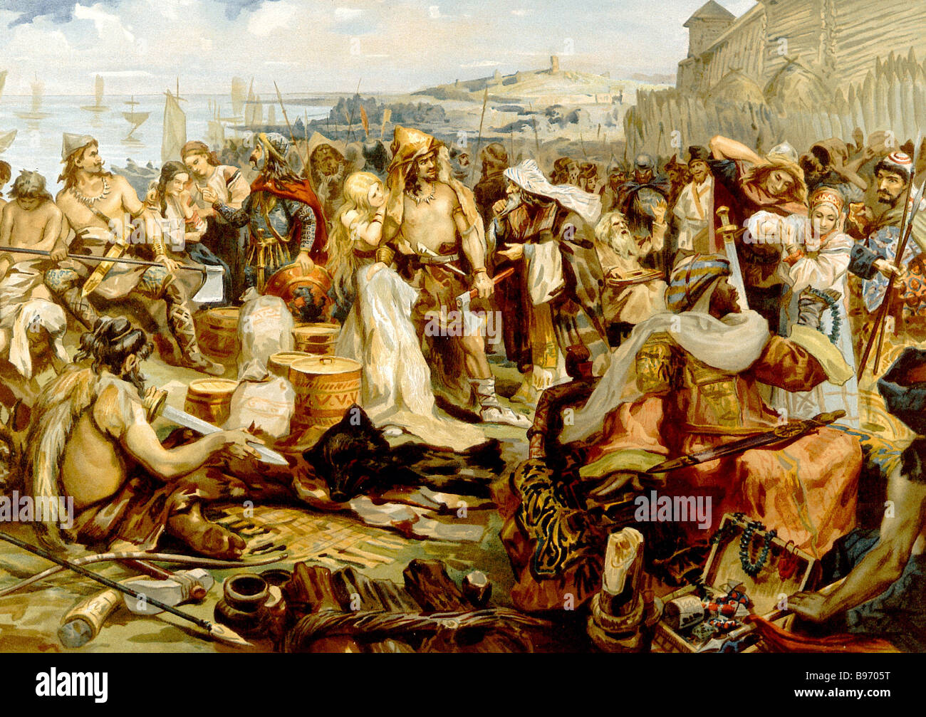 Artist S V Ivanov Market with Eastern Slavs 10th Century From M ...