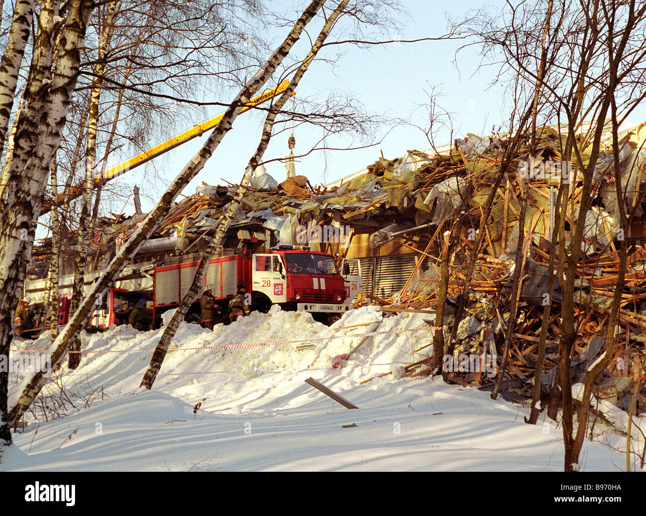 Rescuers removing debris of the collapsed Transvaal waterpark Stock ...