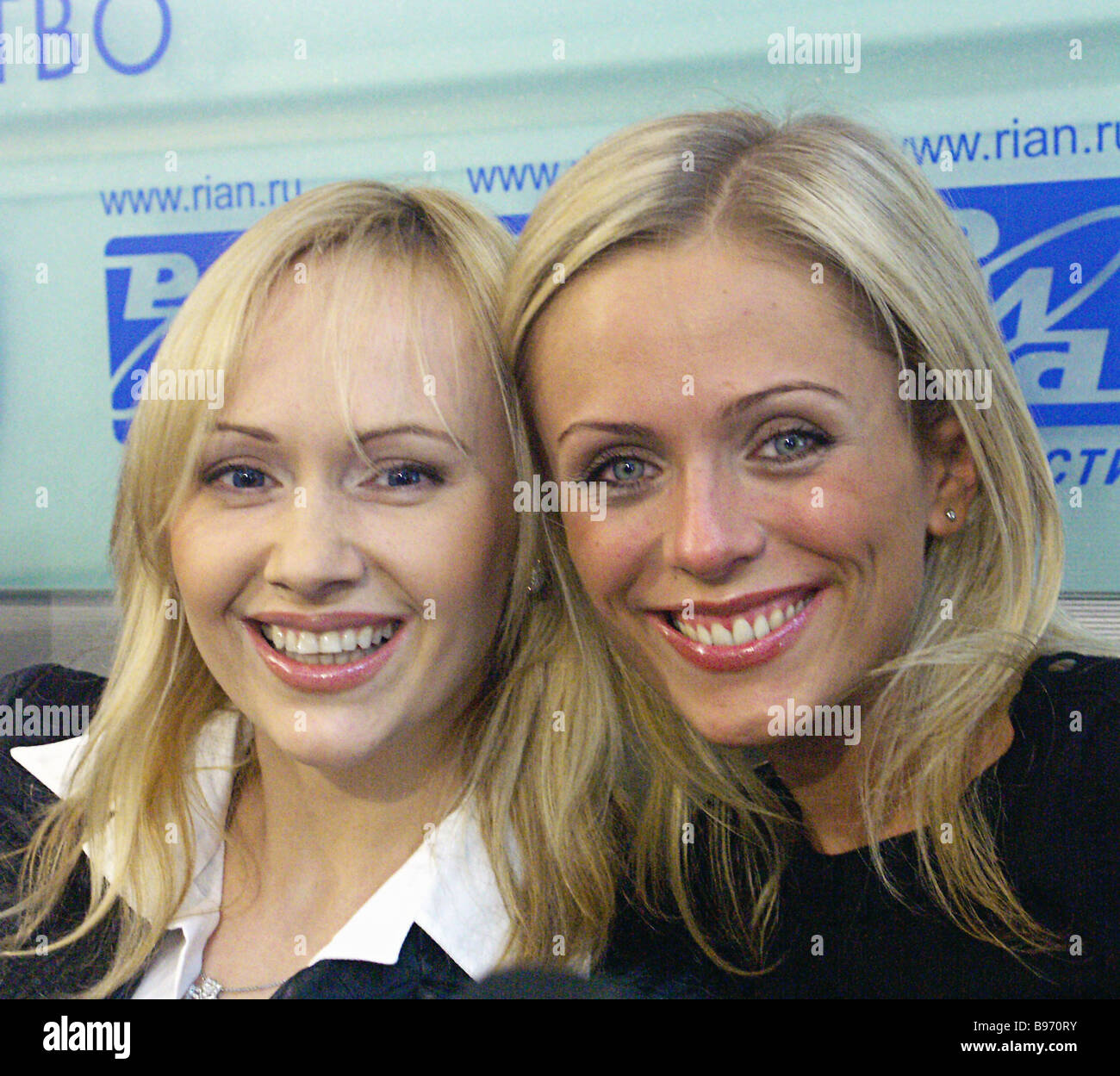 World figure skating champion Maria Butyrskaya left and pop singer ...