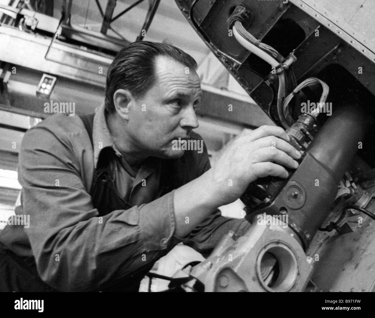 TU 134A liner tail unit assembly at the Kharkov Aircraft Building Works ...