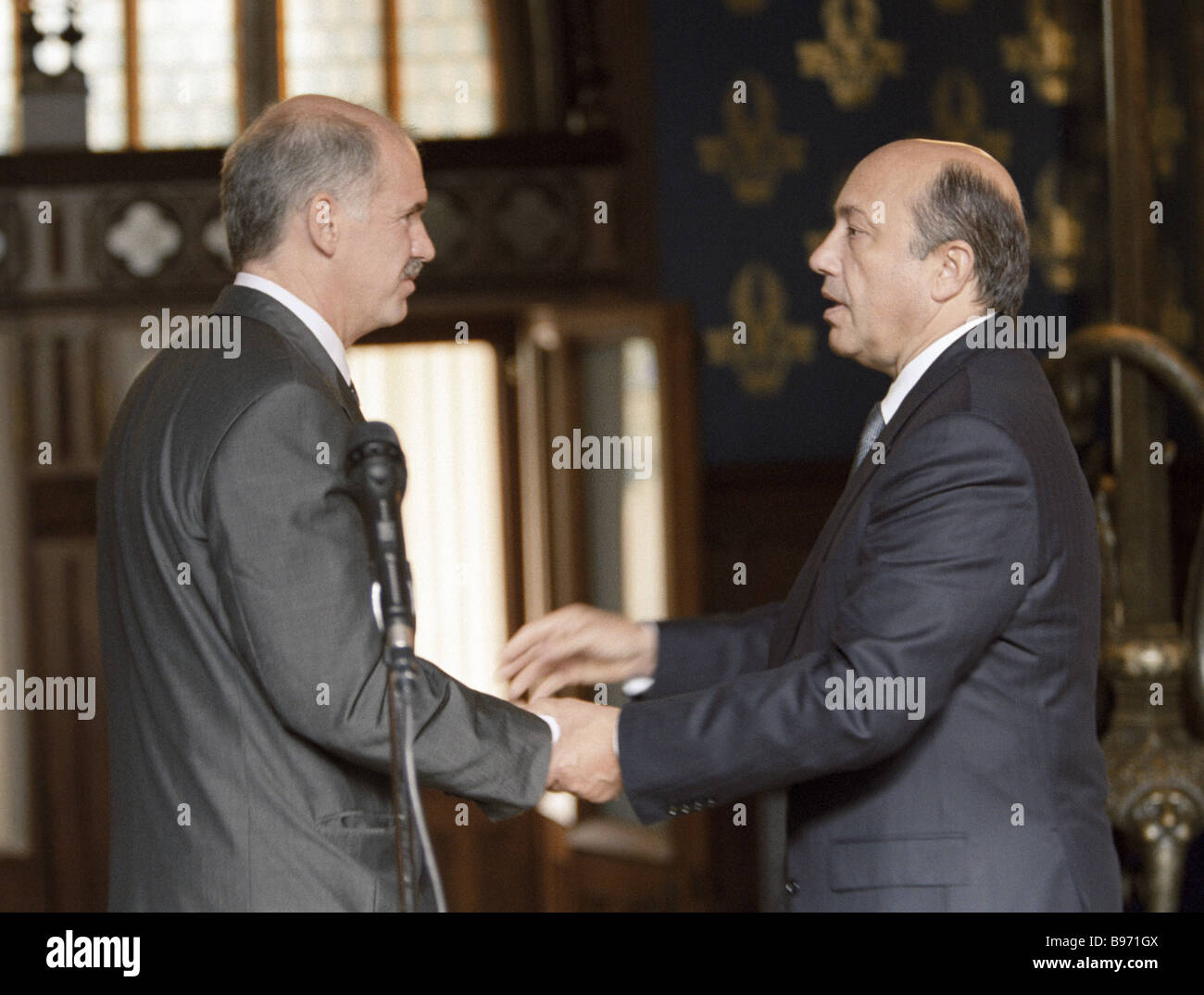 Igor Ivanov Russia s Foreign Minister right and George Papandreou his ...