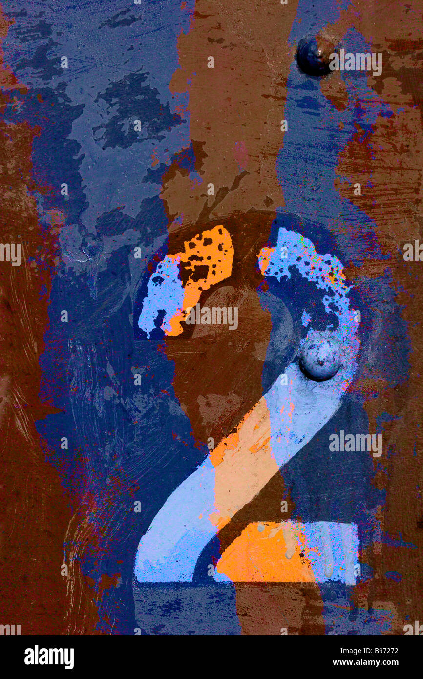 Number two 2 in colors of blue and golden orange Stock Photo - Alamy