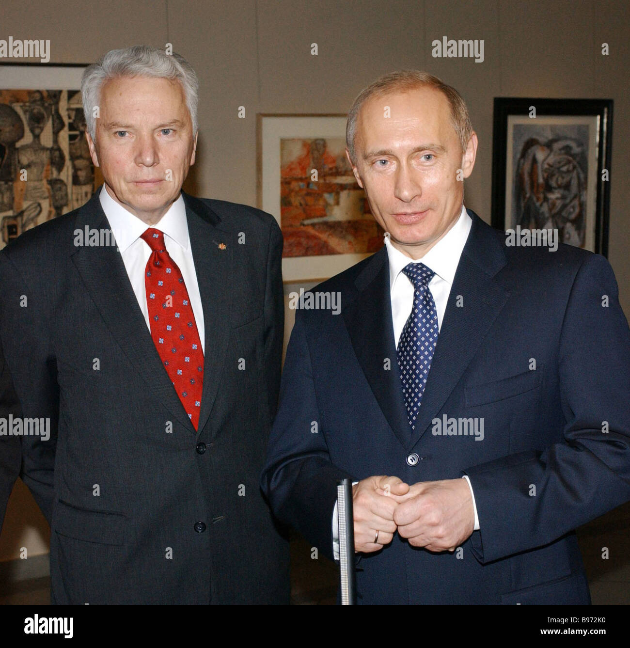 Russian President Vladimir Putin right and German Ambassador to Russia ...