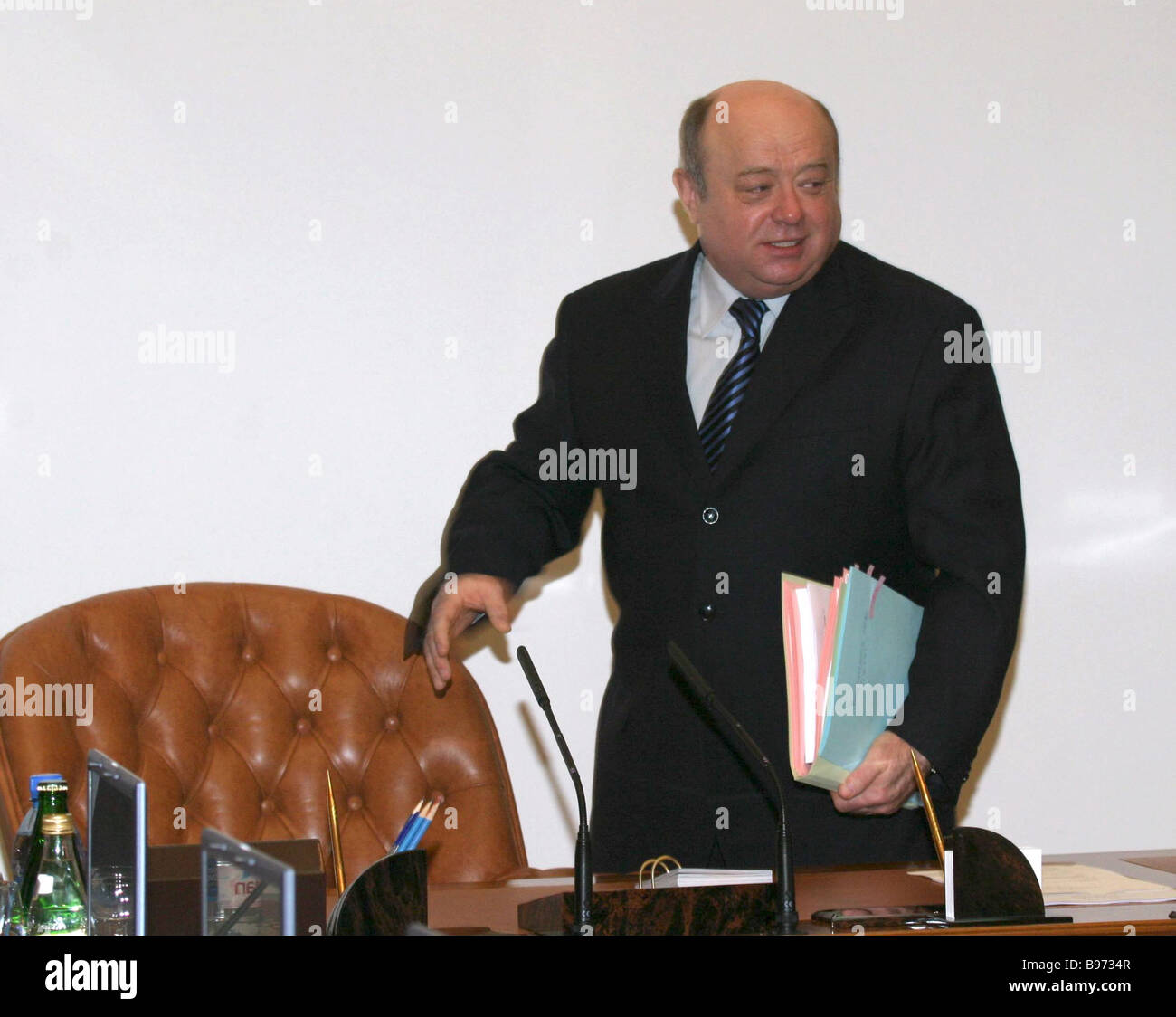 Russian Prime Minister Mikhail Fradkov at the Russian Cabinet meeting ...