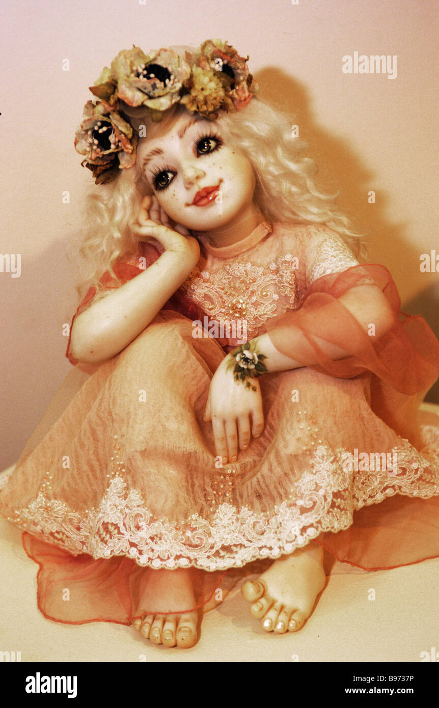 A doll on display at the international exhibition of dolls in the ...
