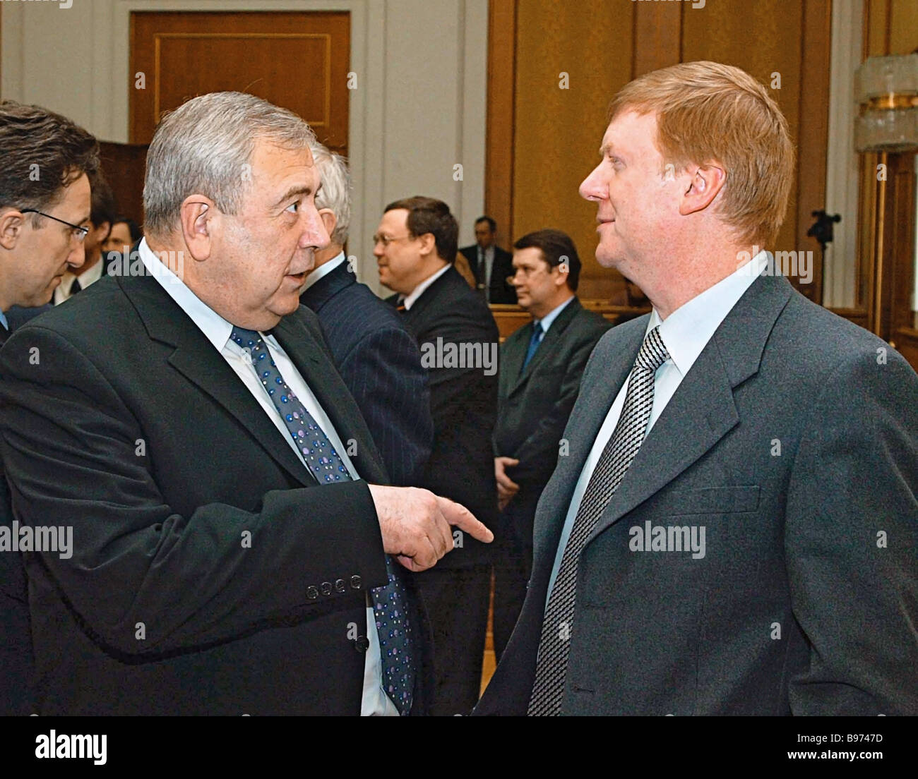 Nuclear Energy Minister Alexander Rumyantsev left and RAO UES board ...